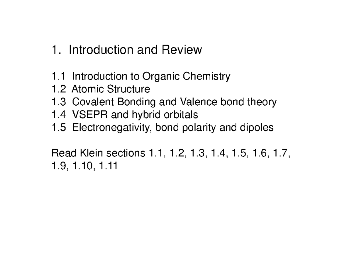 Section 1 Review - Lecture notes 1 - 1. Introduction and Review 1 ...