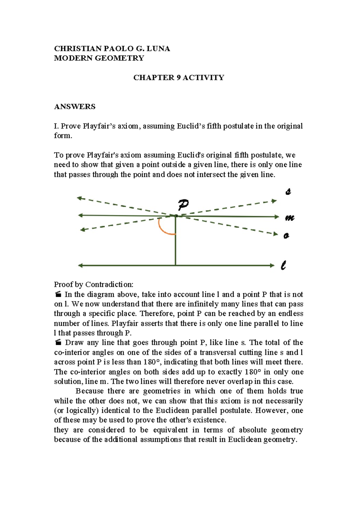 Chapter 9 Modern GEO Activity - CHRISTIAN PAOLO G. LUNA MODERN GEOMETRY ...