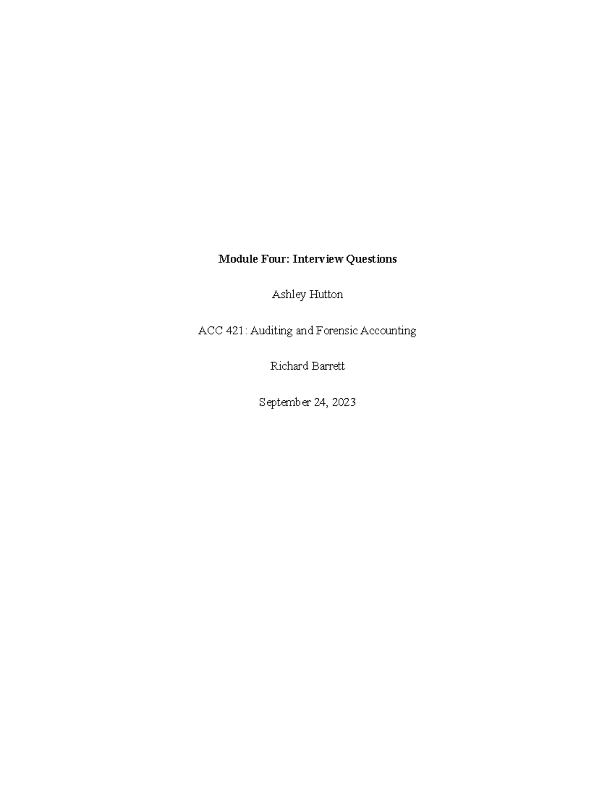 ACC 421 Module 4 Interview Questions - Module Four: Interview Questions ...