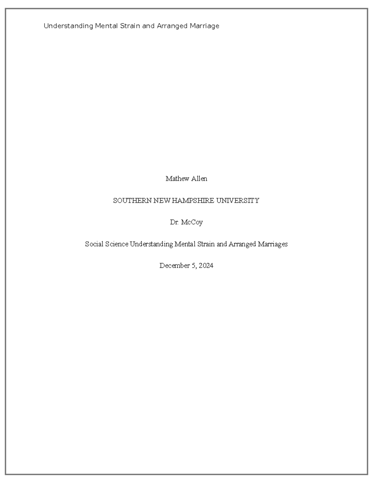 Mathew Allen week 5 - Week 5 module 5 - Mathew Allen SOUTHERN NEW ...