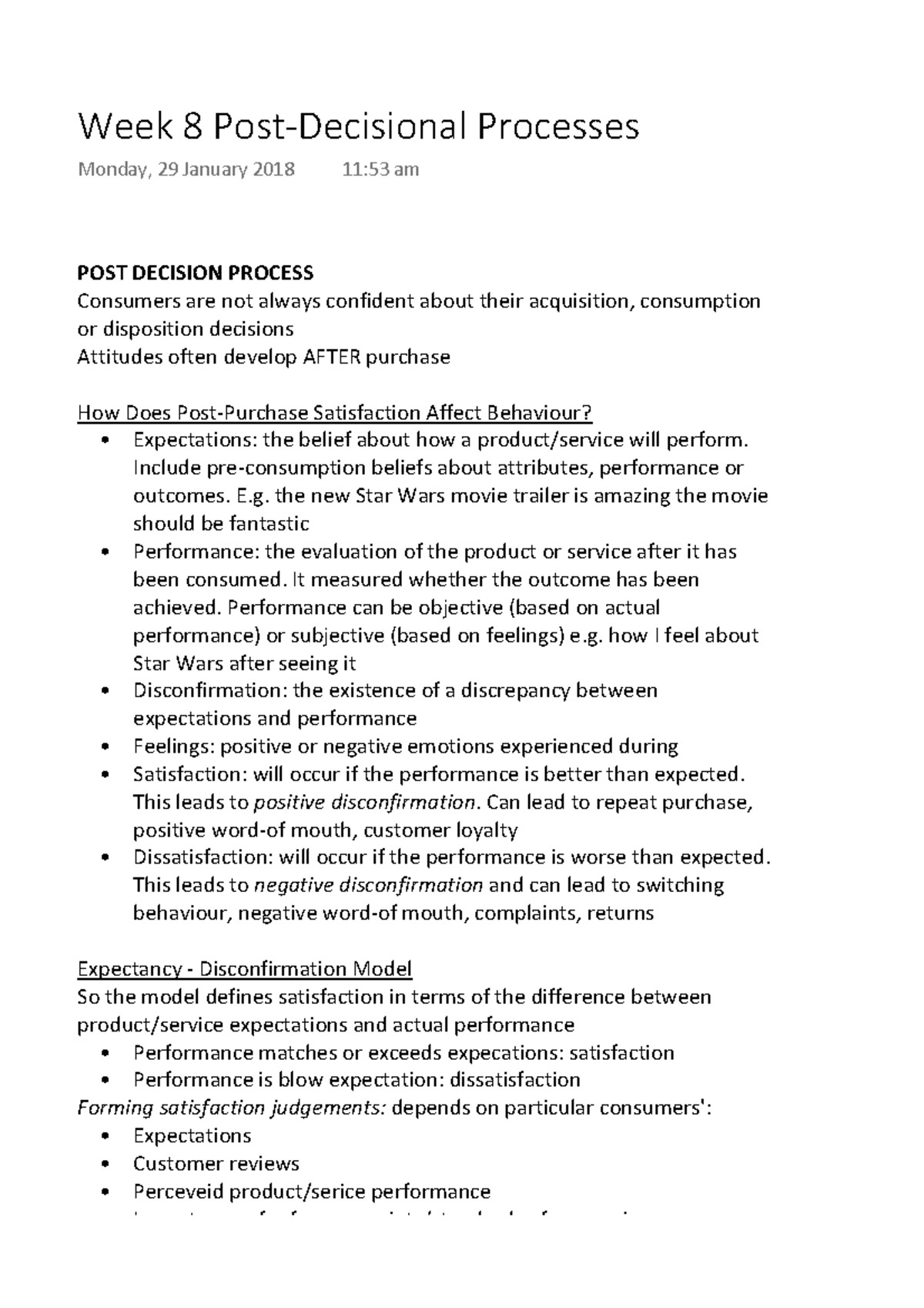 Week 8 Post-Decisional Processes - Warning: TT: undefined function: 32 ...