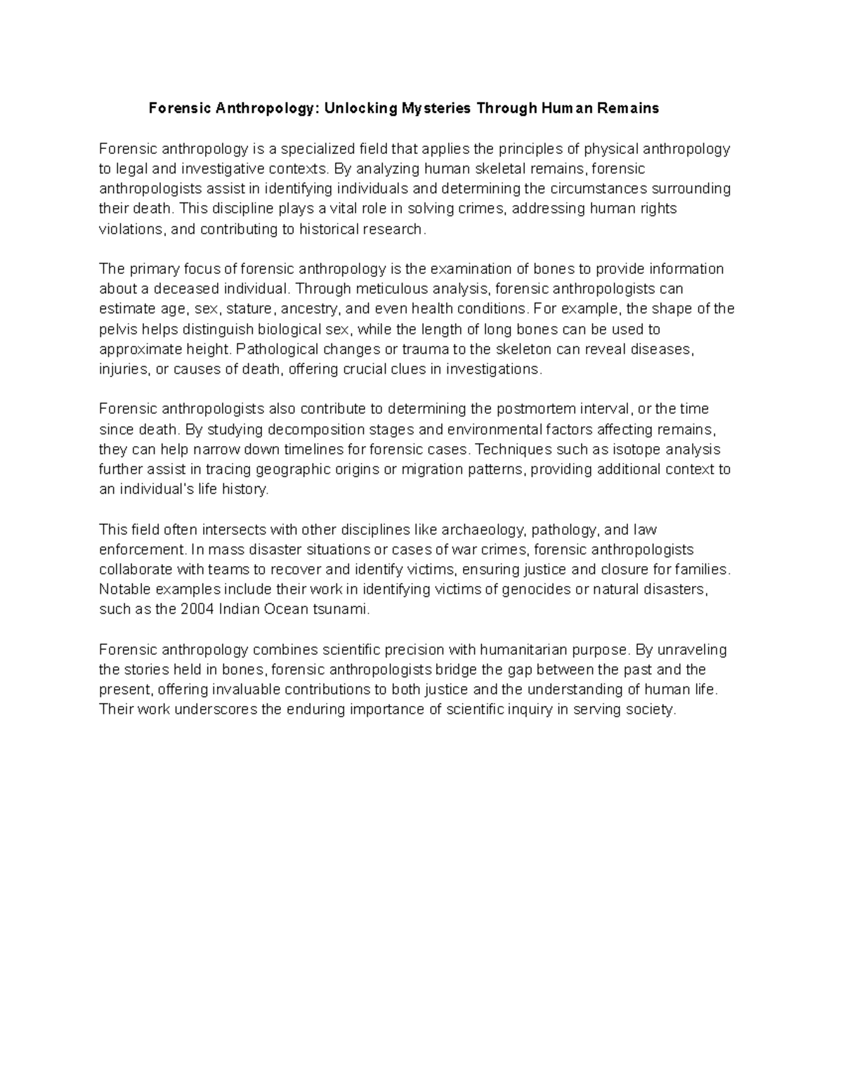 Anthro Paper 6 - Forensic Anthropology - Forensic Anthropology ...