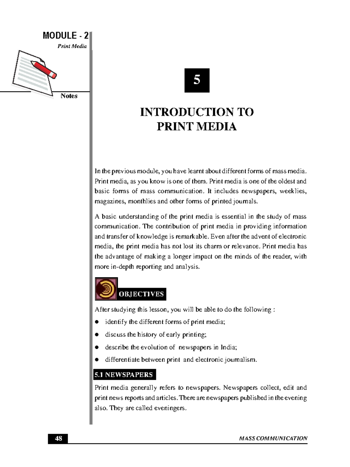 Ch5 (3) - MODULE - 2 Notes Print Media 5 INTRODUCTION TO PRINT MEDIA In ...