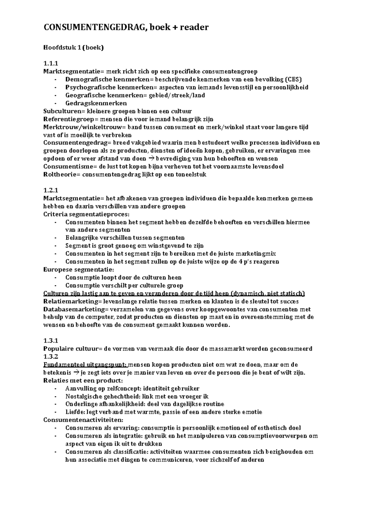 Consumentengedrag Samenvatting Consumentengedrag - 0 - Hoofdstuk 1 ...