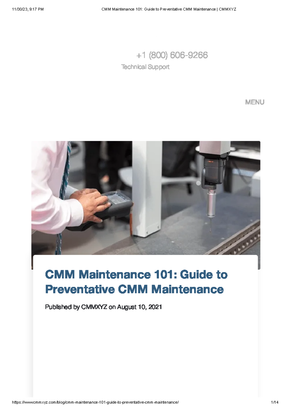 CMM Maintenance 101 Guide to Preventative CMM Maintenance Cmmxyz - +1 ...