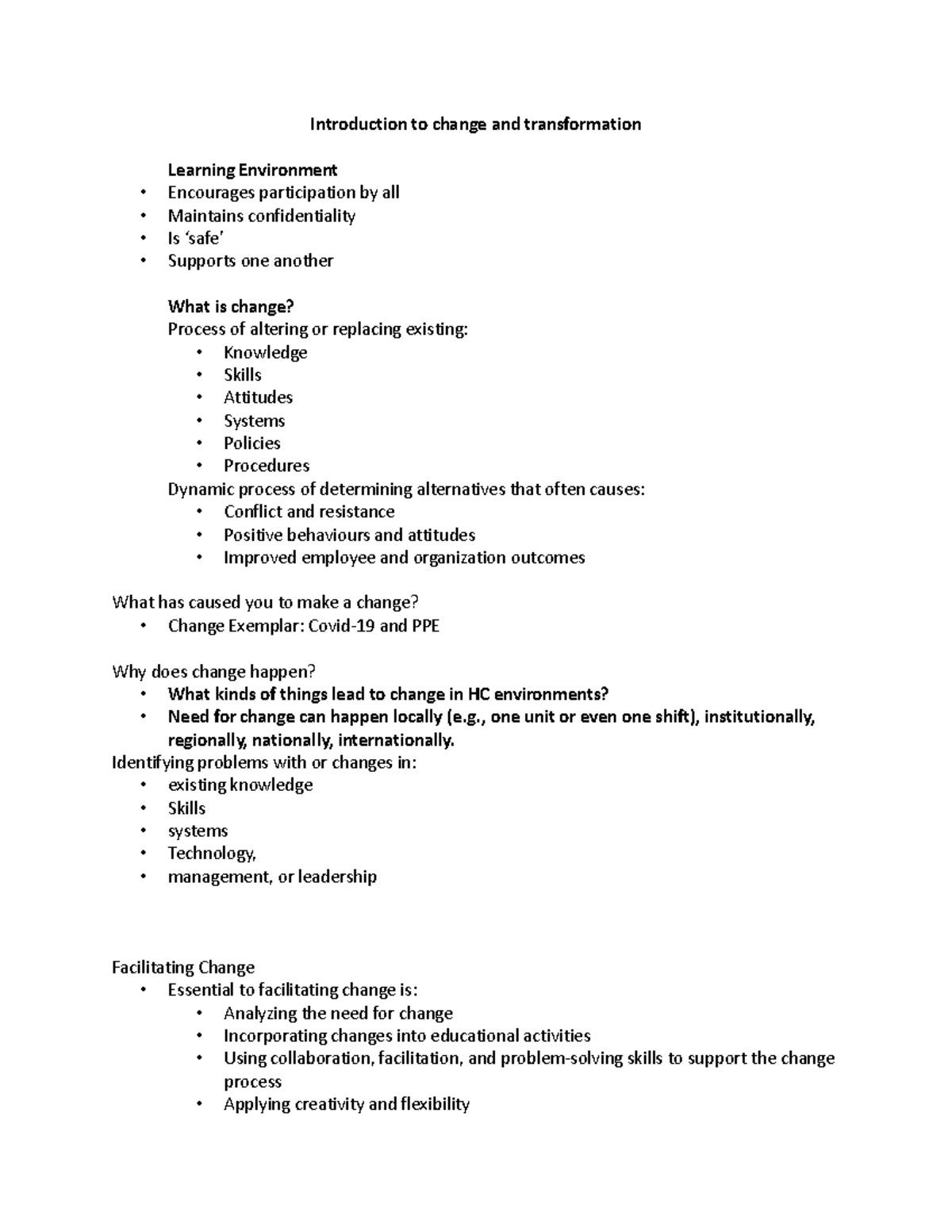 Introduction to change study - Introduction to change and ...