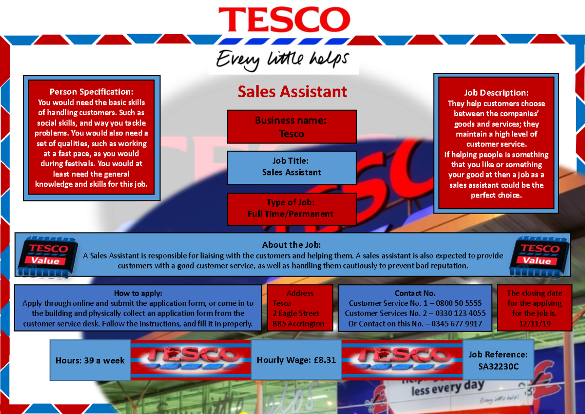 Job Advert fgdh df - ERTEGRDDBYRYREBESYES - Business name: Tesco Job ...
