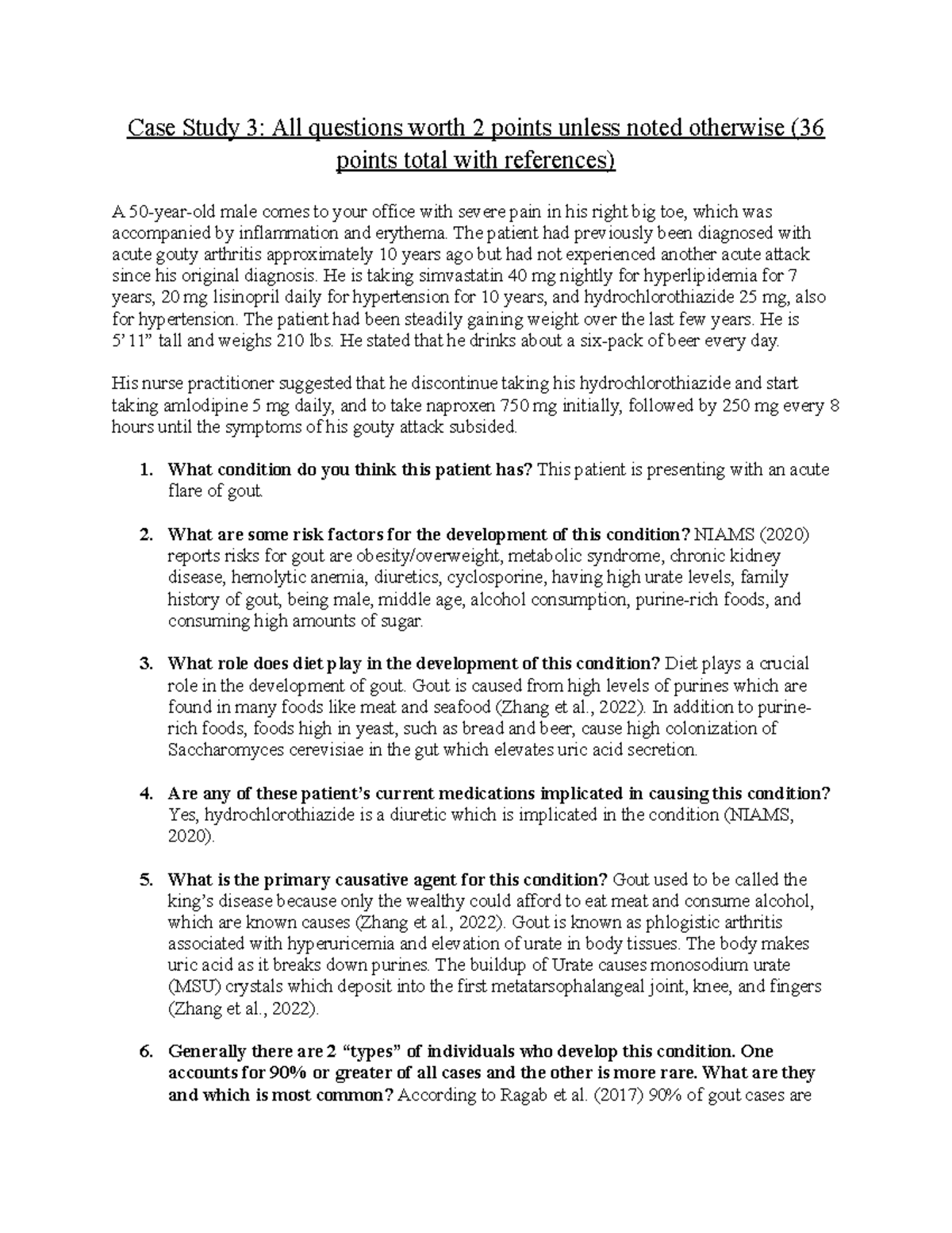 Case Study 3 Student - homework - Case Study 3: All questions worth 2 ...