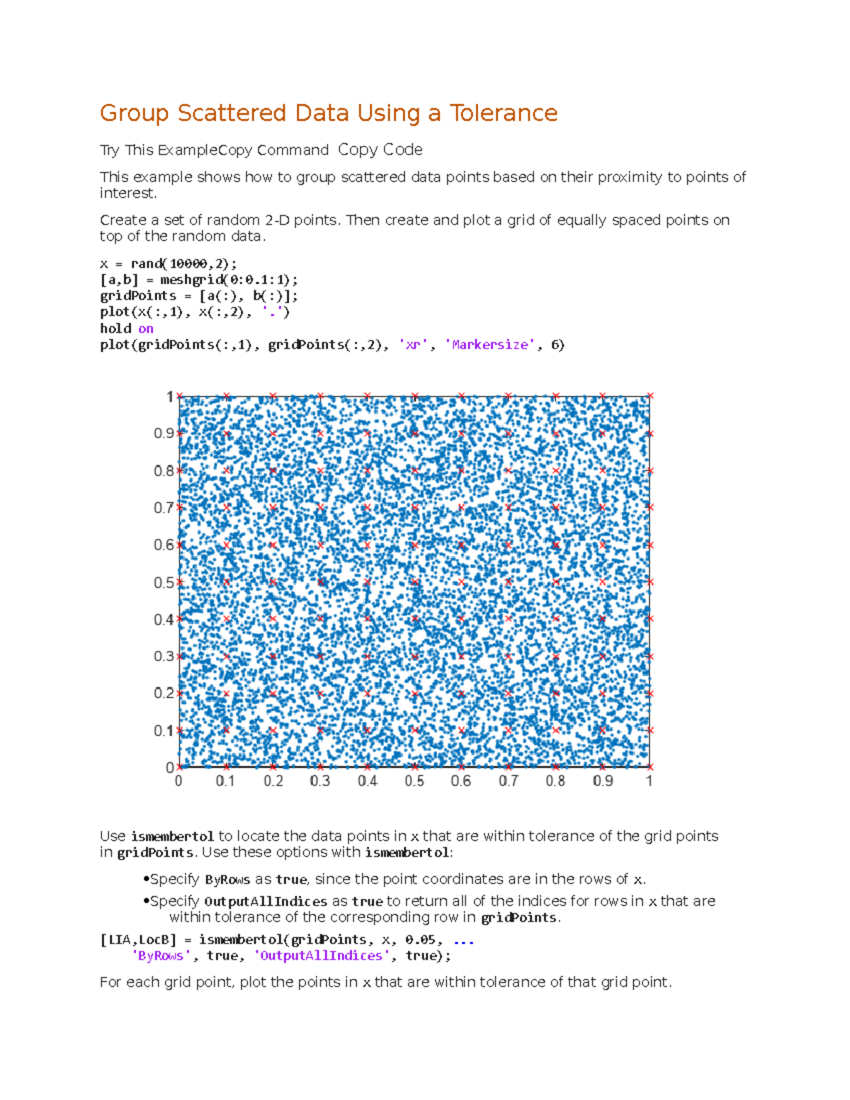 Group Scattered Data Using a Tolerance - Create a set of random 2-D ...
