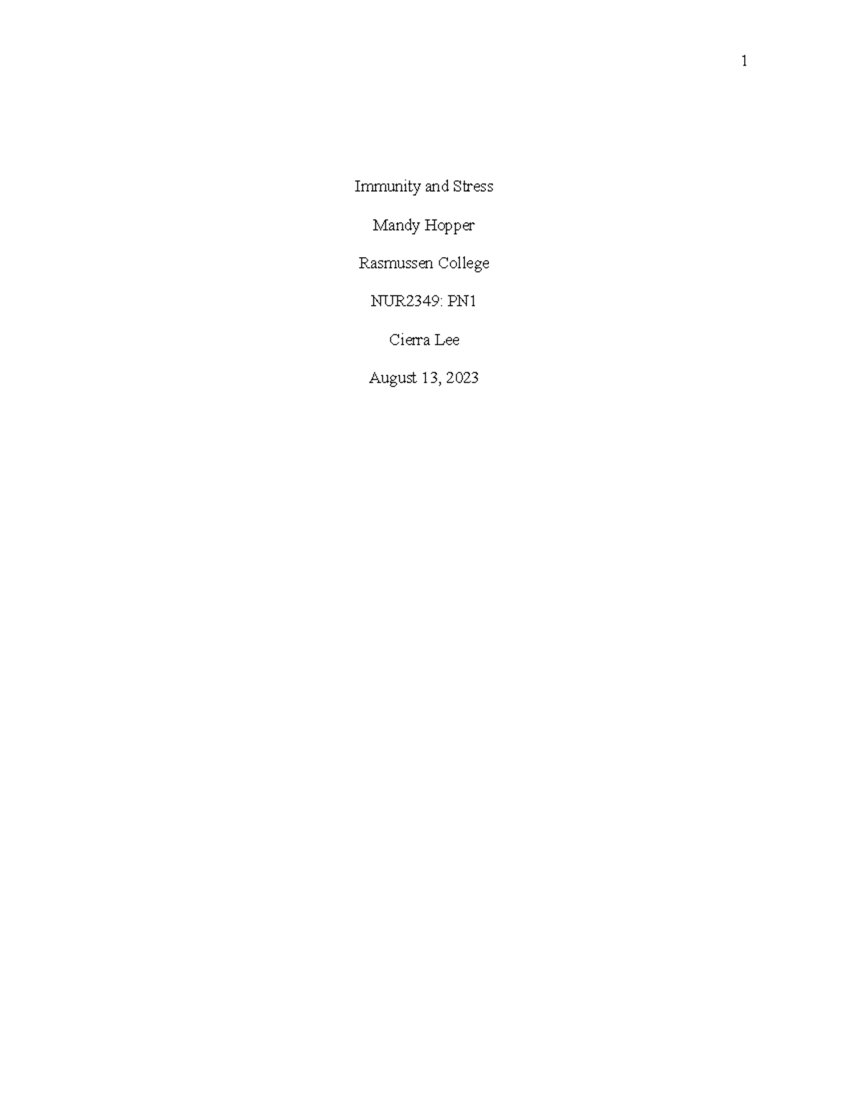 MHopper Immunity and stress 081323 - Immunity and Stress Mandy Hopper ...