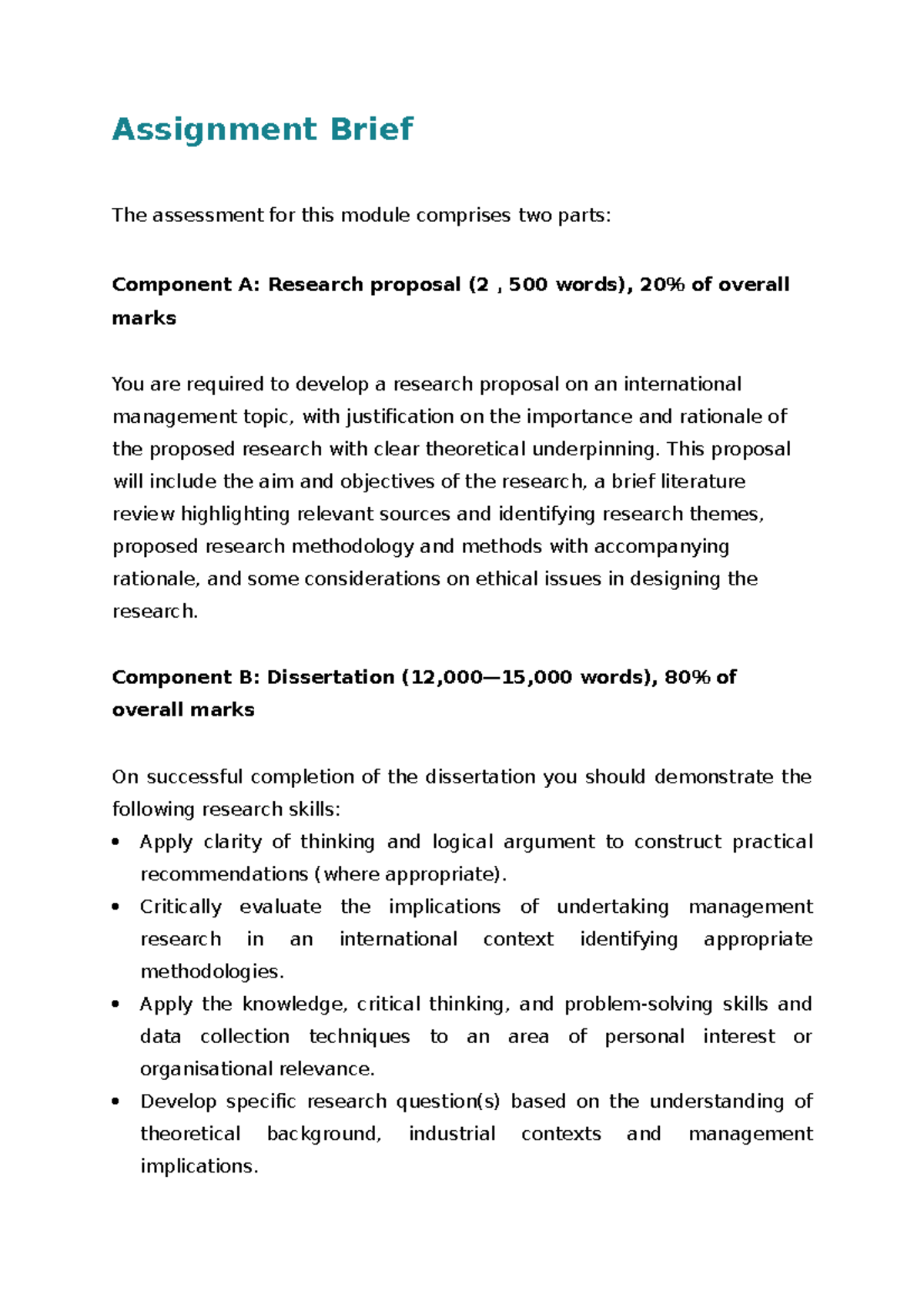 IM Dissertation Module Assignment Brief - Assignment Brief The ...