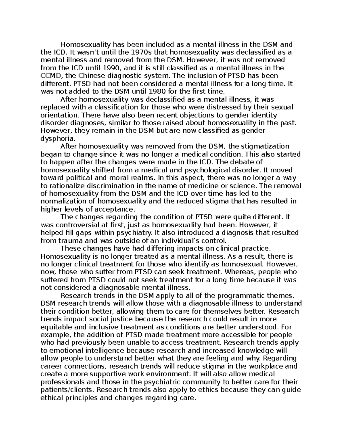 Module 2 Discussion - Homosexuality has been included as a mental ...