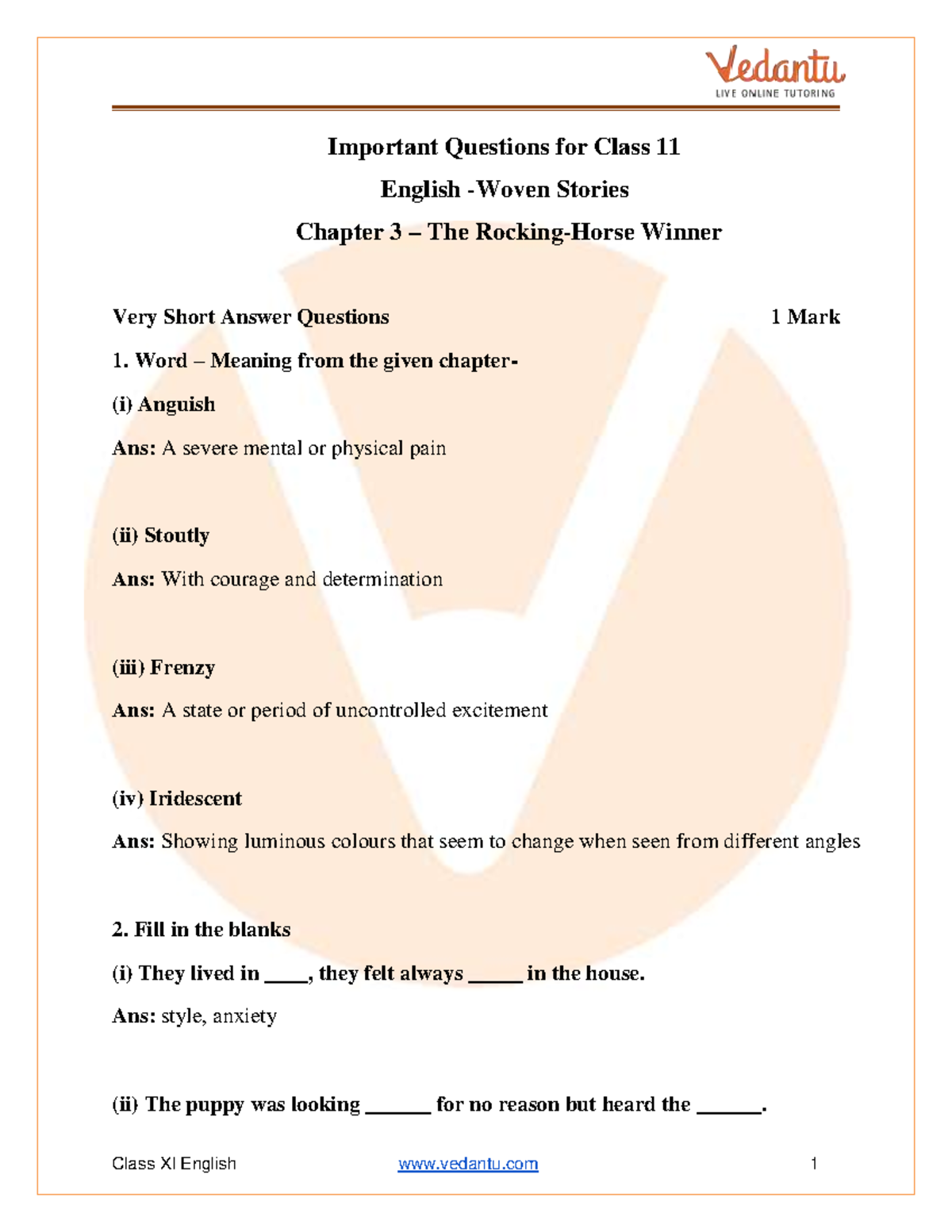 Important-questions-class-11-english-woven-words-chapter-3-prose - Very ...