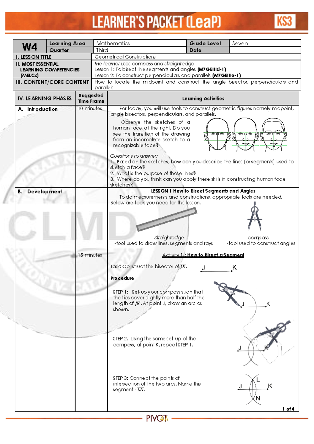 Lea P Math G7 Week 4 Q3 1 - I. LESSON TITLE Geometrical Constructions ...