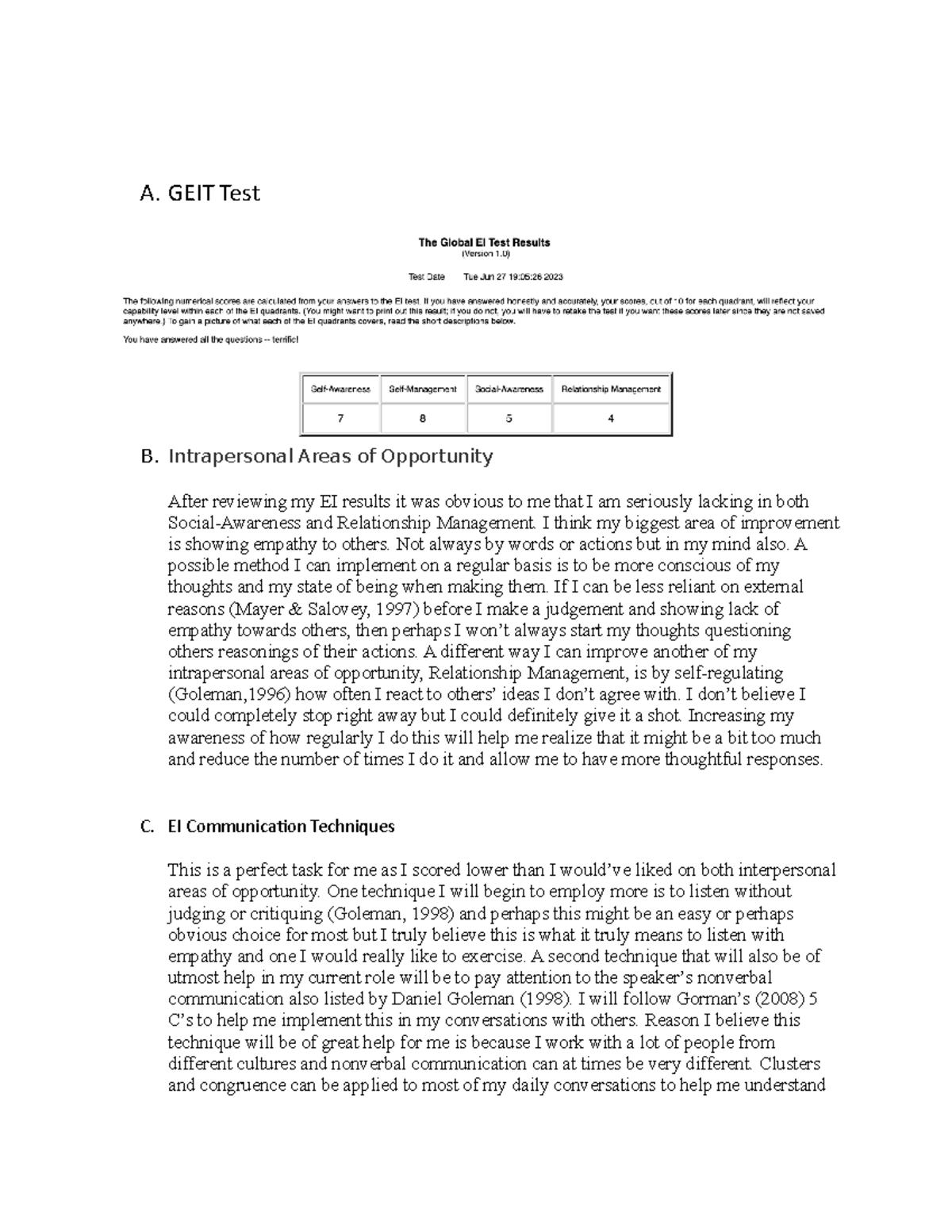 Emotional Intelligence Task 1 - D082 - WGU - Studocu