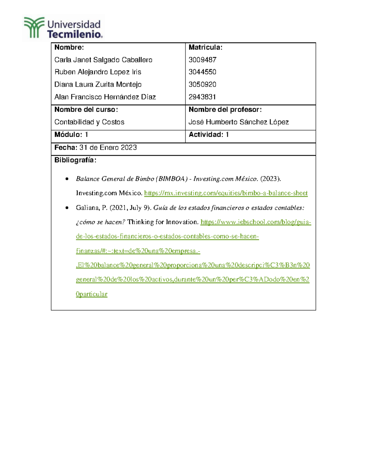 Actividad 1, Contabilidad - Nombre: Carla Janet Salgado Caballero Ruben ...