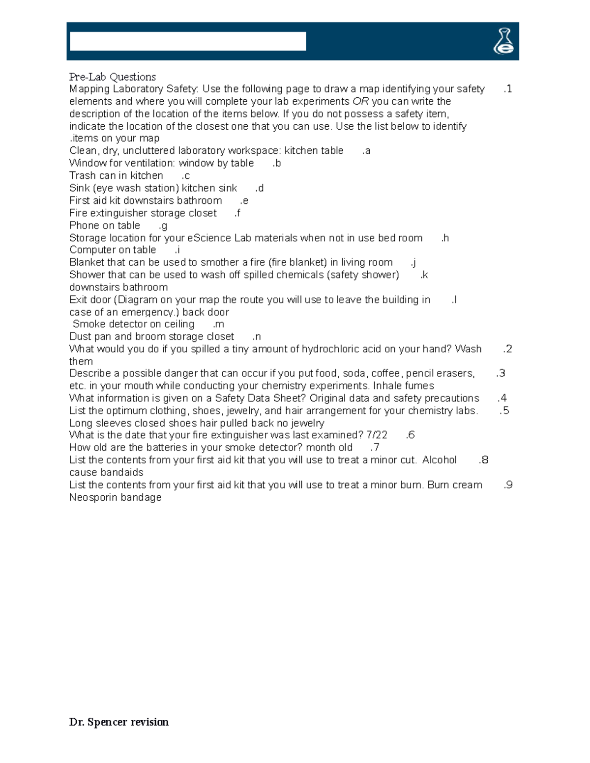 Introduction and Laboratory Safety Procedures, revised - Pre-Lab ...