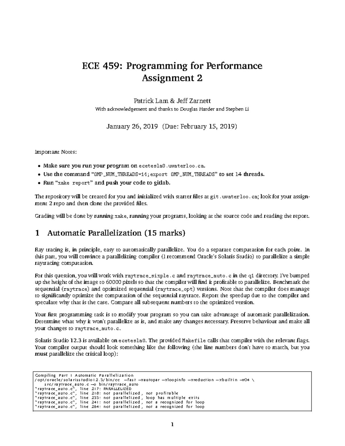 A02 - N/A - ECE 459: Programming for Performance Assignment 2 Patrick Lam & Jeff Zarnett - Studocu