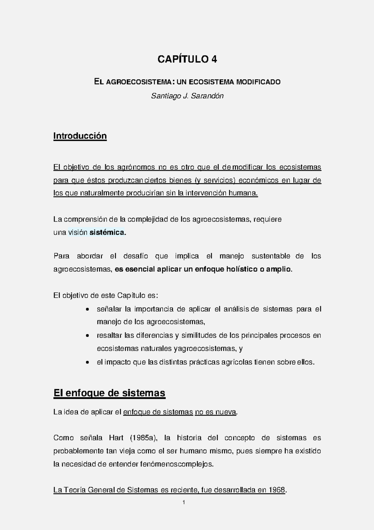 Cap. 4 El Agroecosistema, un ecosistema modificado Presen Lección 1 - 1 CAPÍTULO 4 EL - Studocu