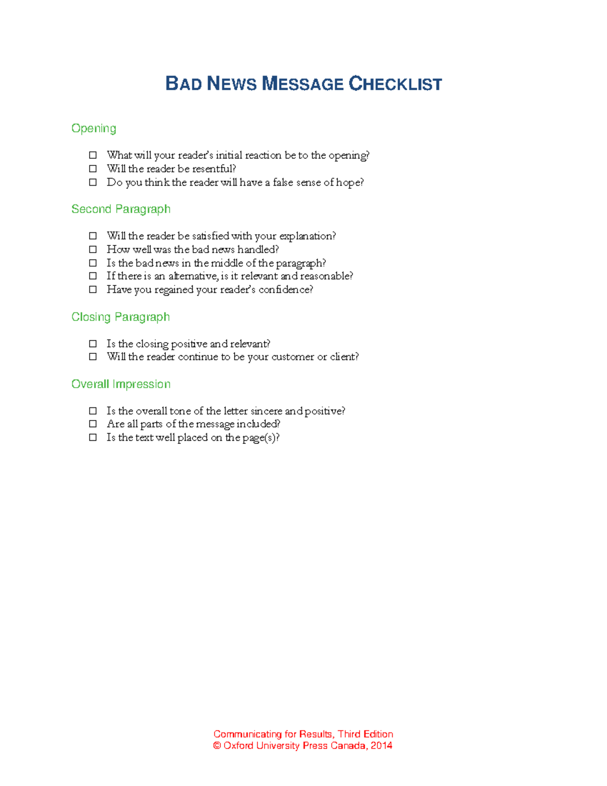 Bad News Message - PHILIPPE COLAS - Communicating for Results, Third ...