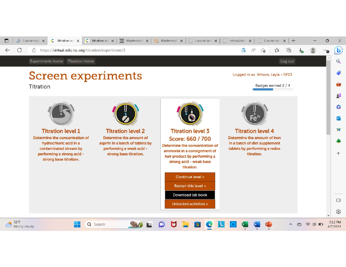 Experiment 9Titration - CHEM 2021 - Studocu