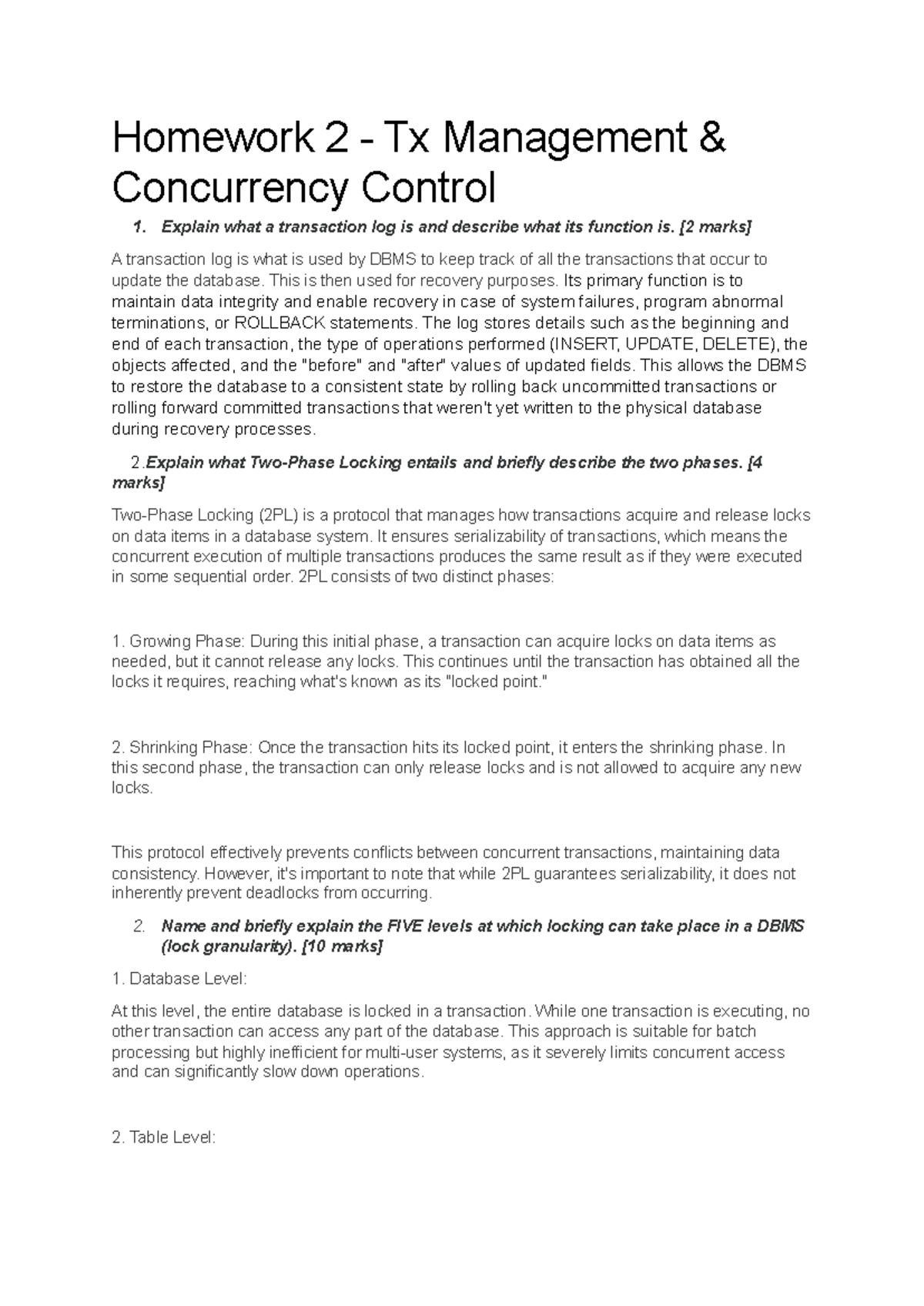 CMPG 321 Homework 2 - Transaction Management - Homework 2 - Tx Management & Concurrency Control ...