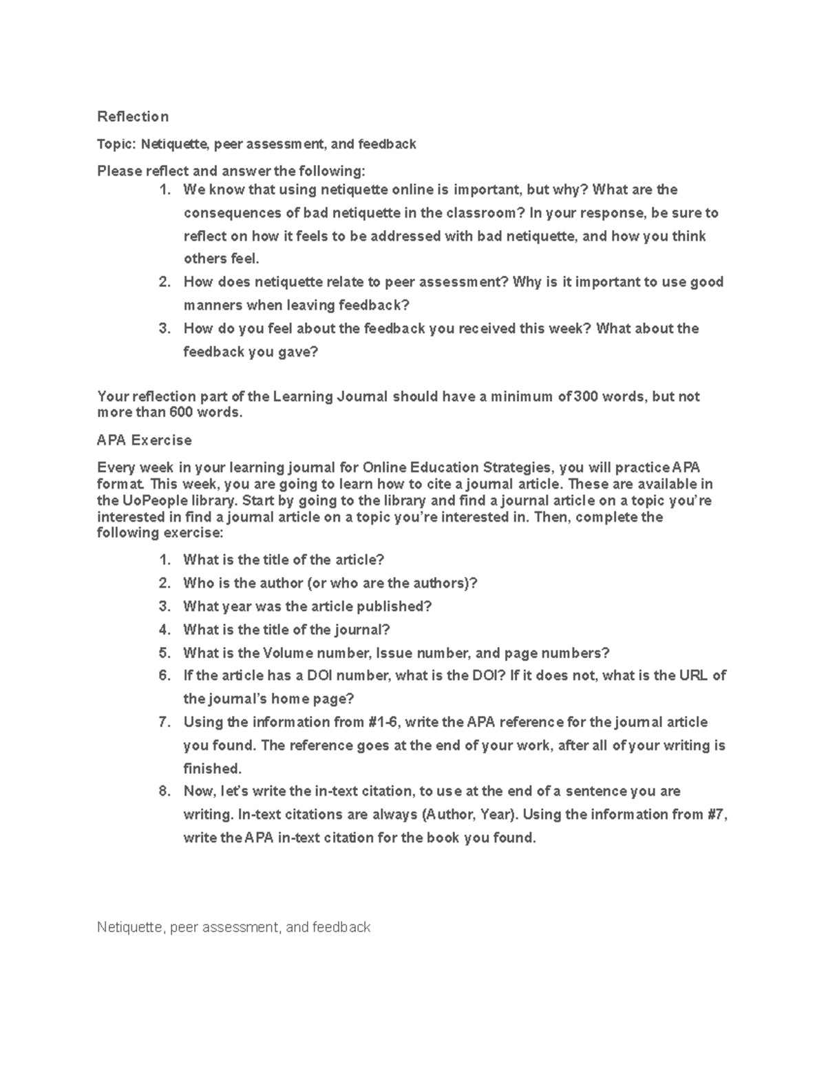 Univ 1001 - Learning Journal Unit 3 - Reflection Topic: Netiquette ...