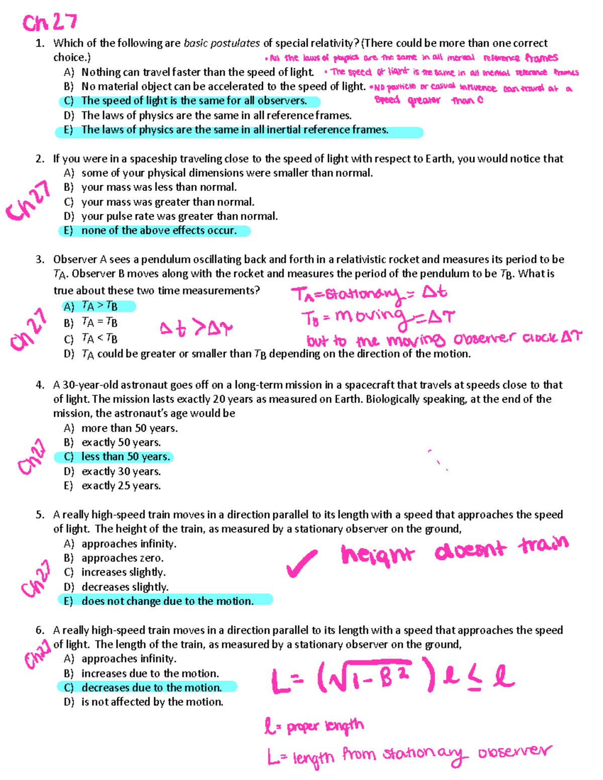 Physics II Exam 4 Content - Which of the following are basic postulates ...