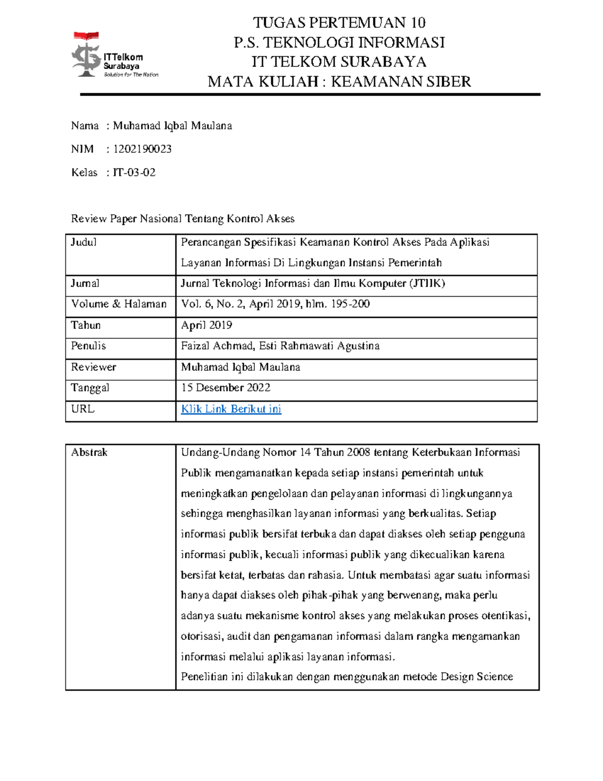 Tugas keamanan Siber Review Paper bab kontrol akses - P. TEKNOLOGI ...