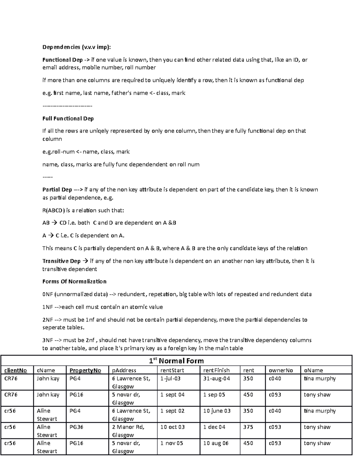 Normalization - Lecture notes 10 - Dependencies (v.v imp): Functional ...