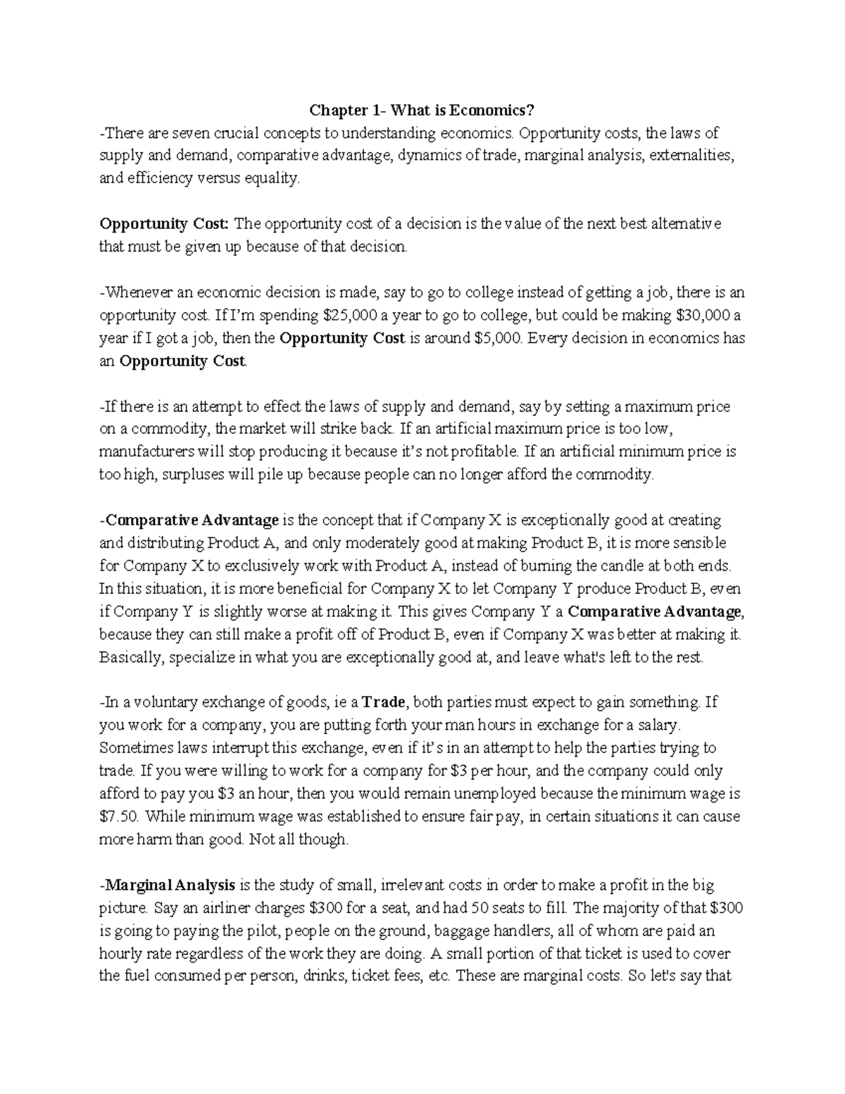 Microeconomics Notes - Chapter 1- What is Economics? -There are seven ...