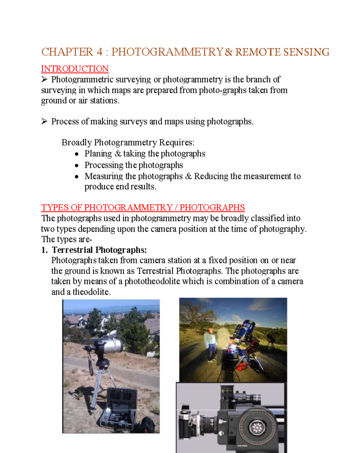 Chapter 4 Photogrammetry And Remote Sensing Chapter 4 Photogrammetry