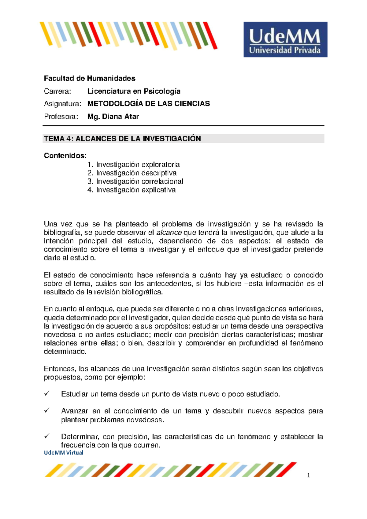 Metodologia- Tema 4 Alcances de la investigación - UdeMM Virtual ...