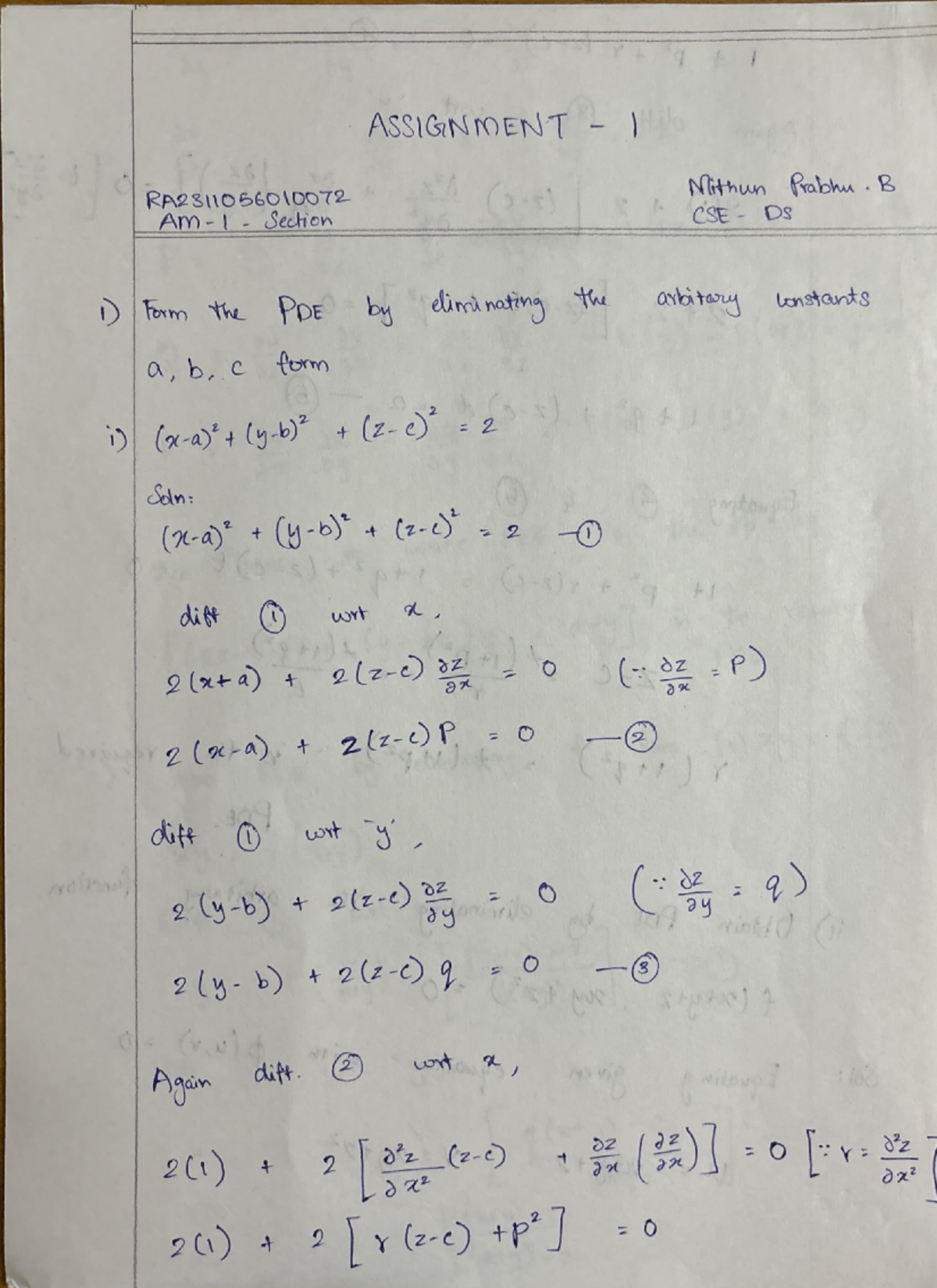 Math assignment 1 - Mandatory tutorial for 2nd year mathematics …… - ,I f · ASS\CslNrnEN1 - \ 1 ...