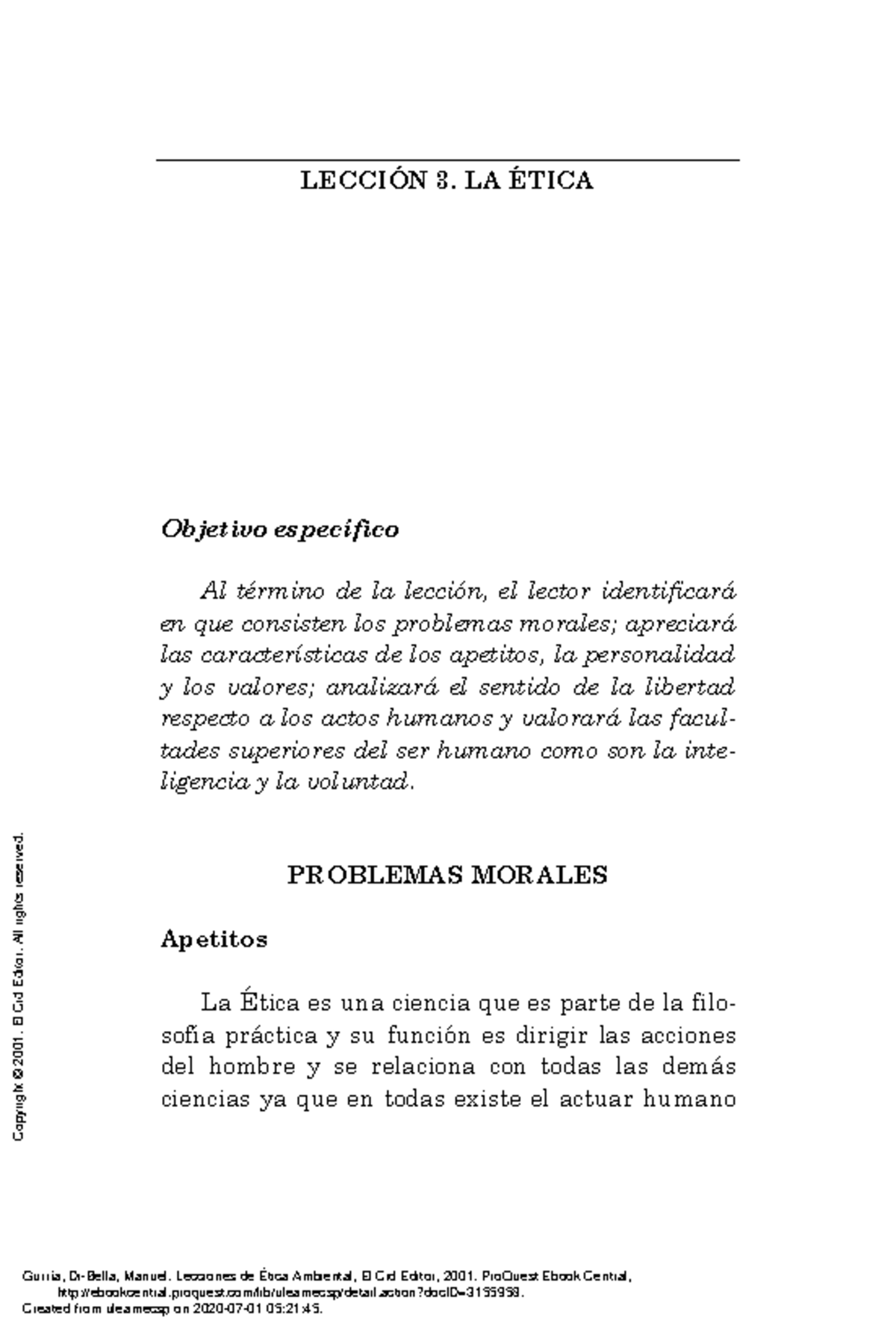 Lección 3 - LECCI”N 3. LA .. Objetivo especÌfico Al tÈrmino de la lecciÛn, el lector identificar ...