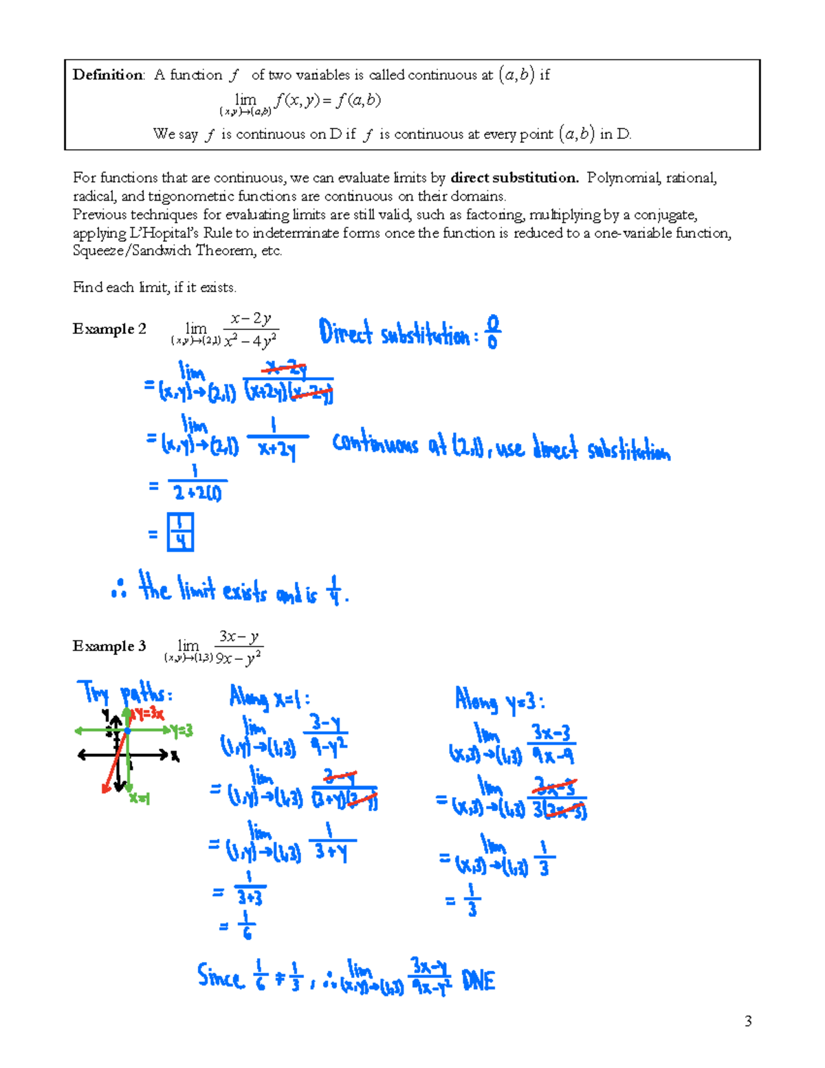 Direct Substitution - 3 Definition: A function f of two variables is ...