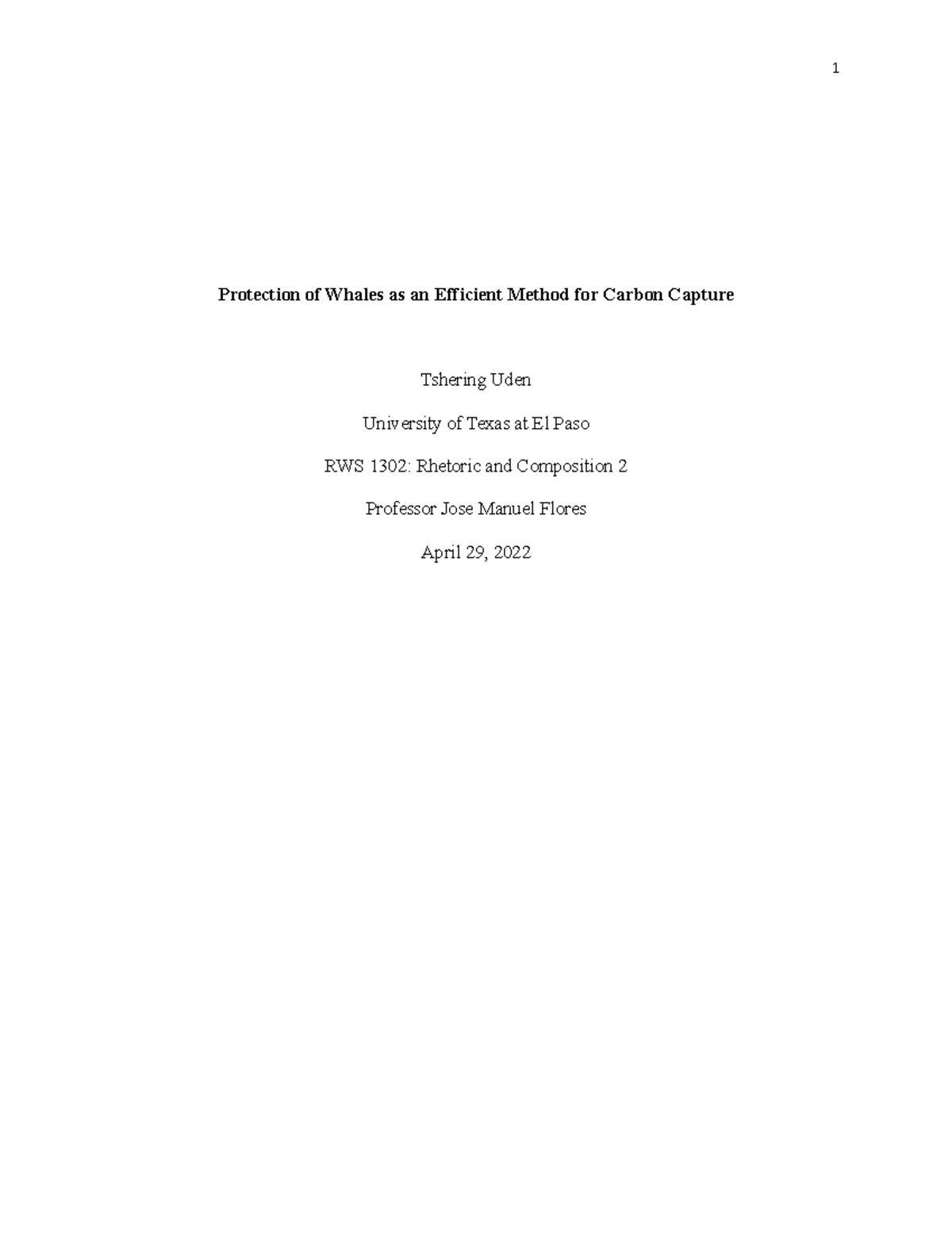 Protection of Whales as an Efficient Method for Carbon Capture - The ...