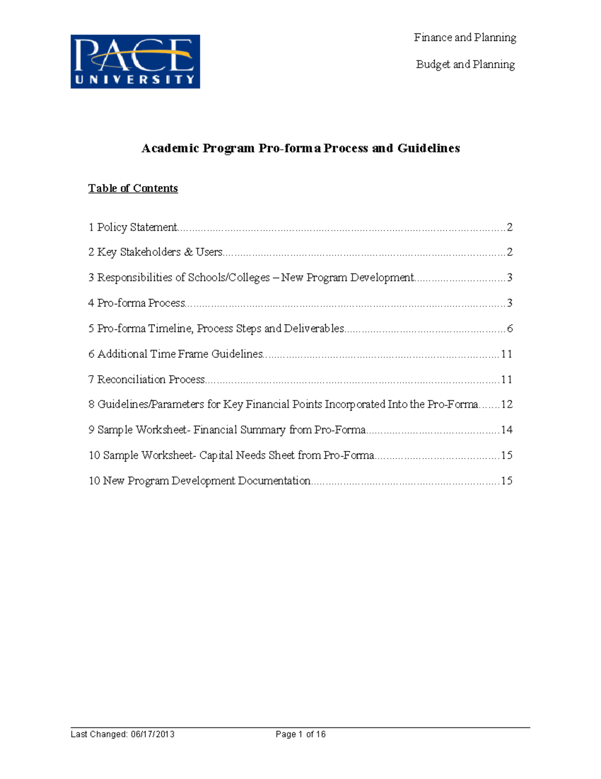 Proforma-policy - ETHICS AND COMMUNICATIONS - Budget and Planning ...