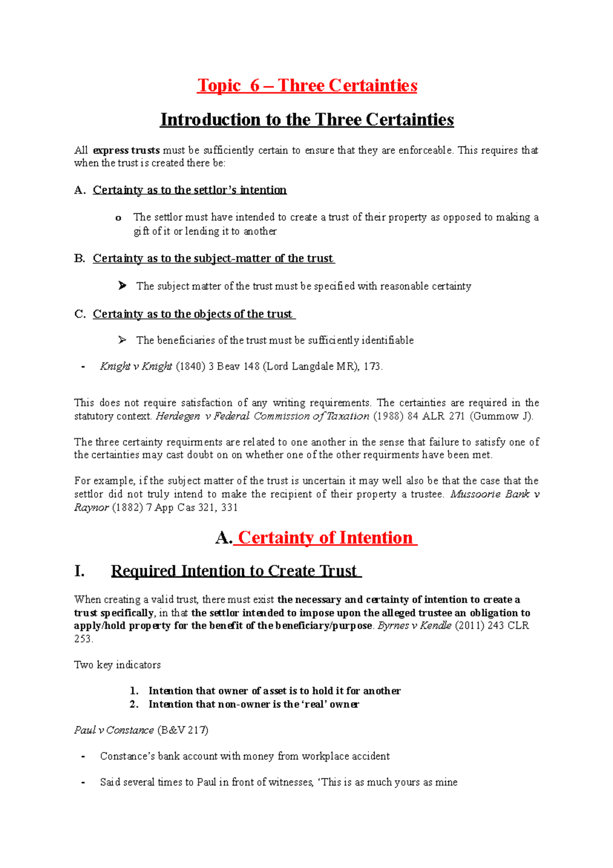 Topic 6 Three Certainties - Topic 6 – Three Certainties Introduction to the Three Certainties ...