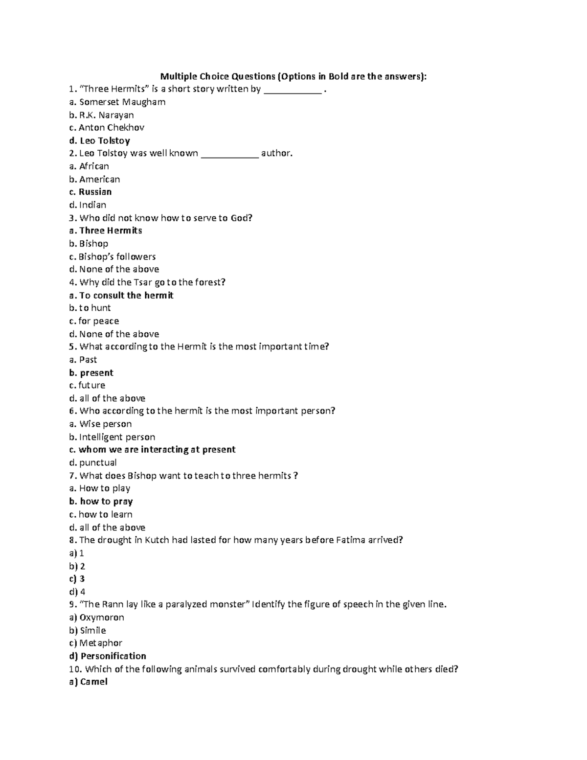 Mcqs comp english sem 4 - Multiple Choice Questions (Options in Bold ...