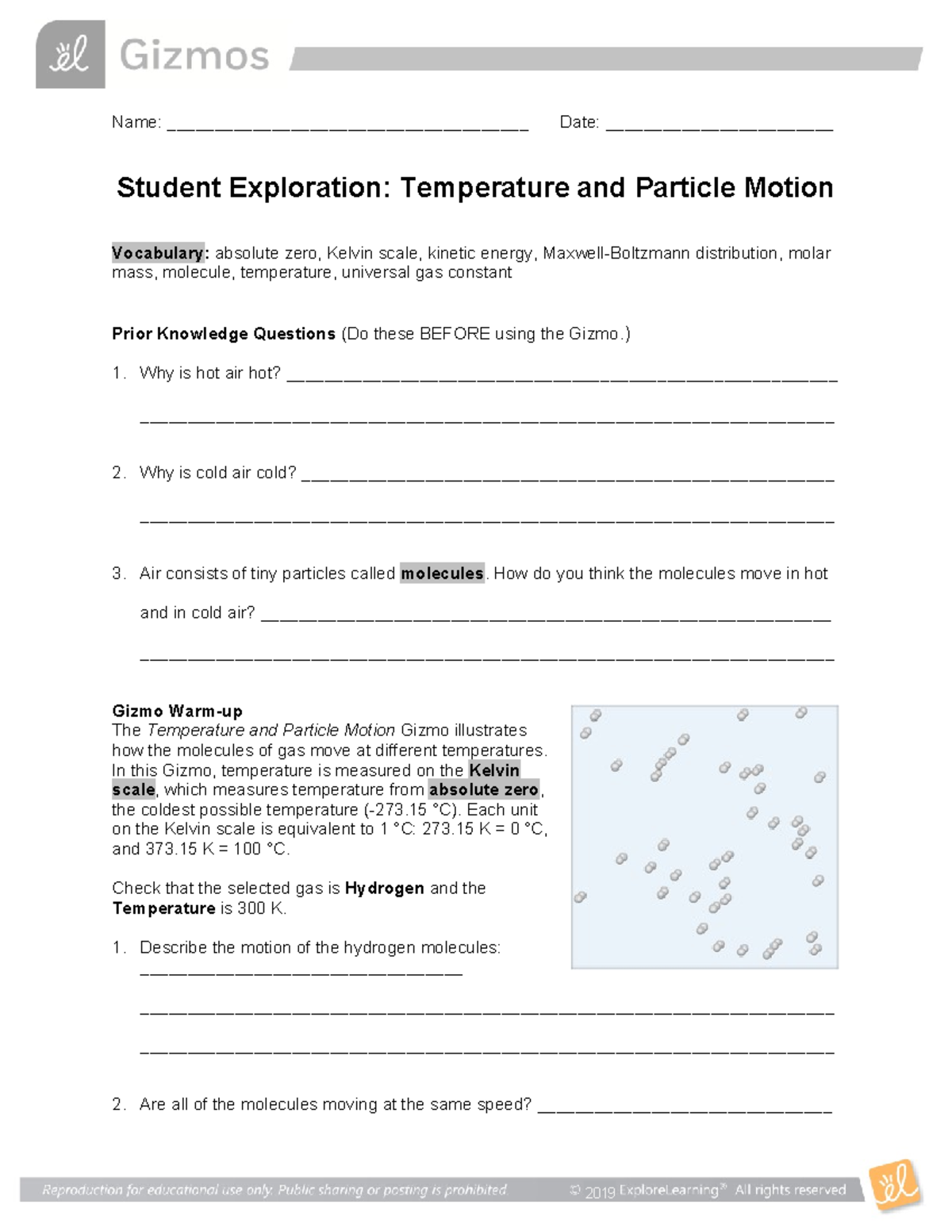 Temp Particle SE - Name: ______________________________________ Date