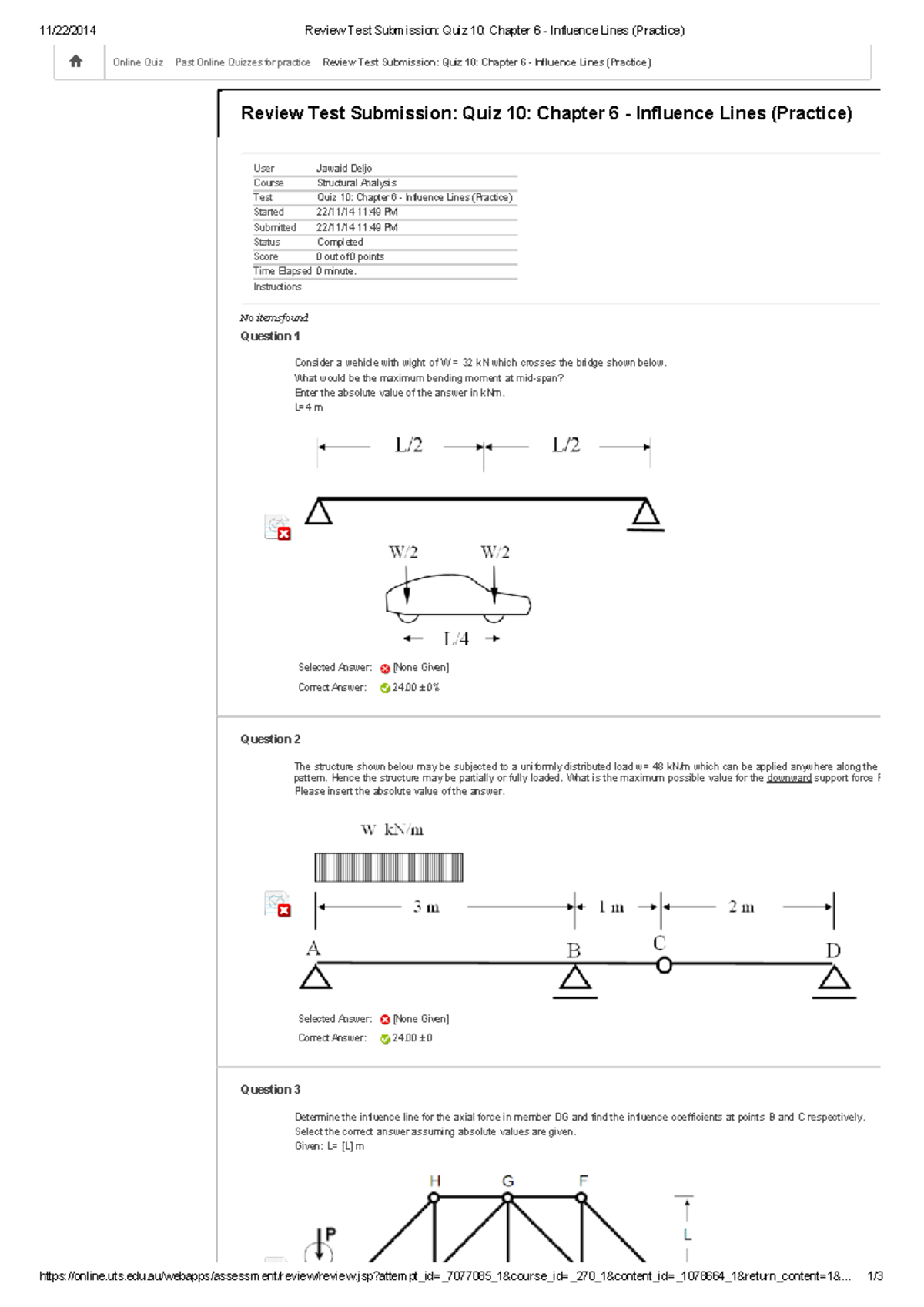 Structural Quiz 10-1 - 11/22/2014 - Studocu