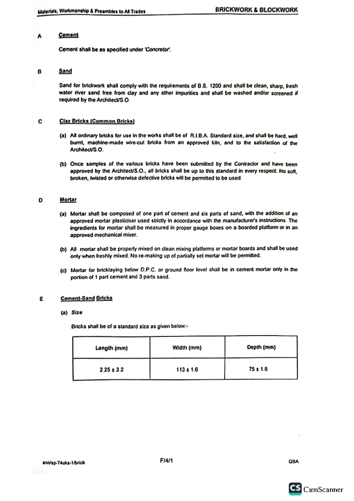 quantitative studies revision notes - Materials. Workmanship Preambles ...