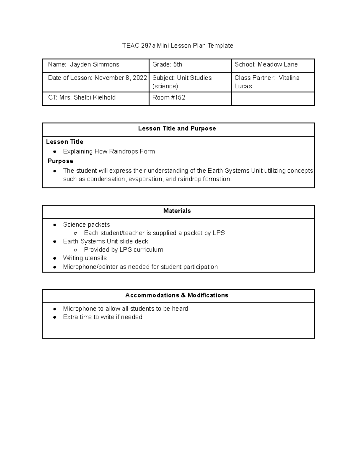 Observation 2 Lesson Plan.docx - TEAC 297a Mini Lesson Plan Template ...