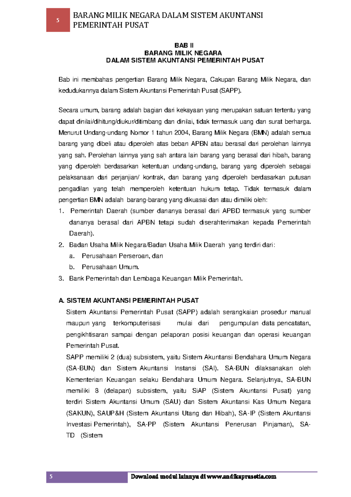 BAB II BMN Dalam SAPP - Pengelolaan barang milik negara bagian 2 - BAB ...