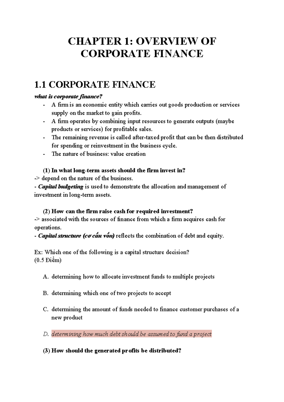 TCDN - notes taken during the course - CHAPTER 1: OVERVIEW OF CORPORATE ...
