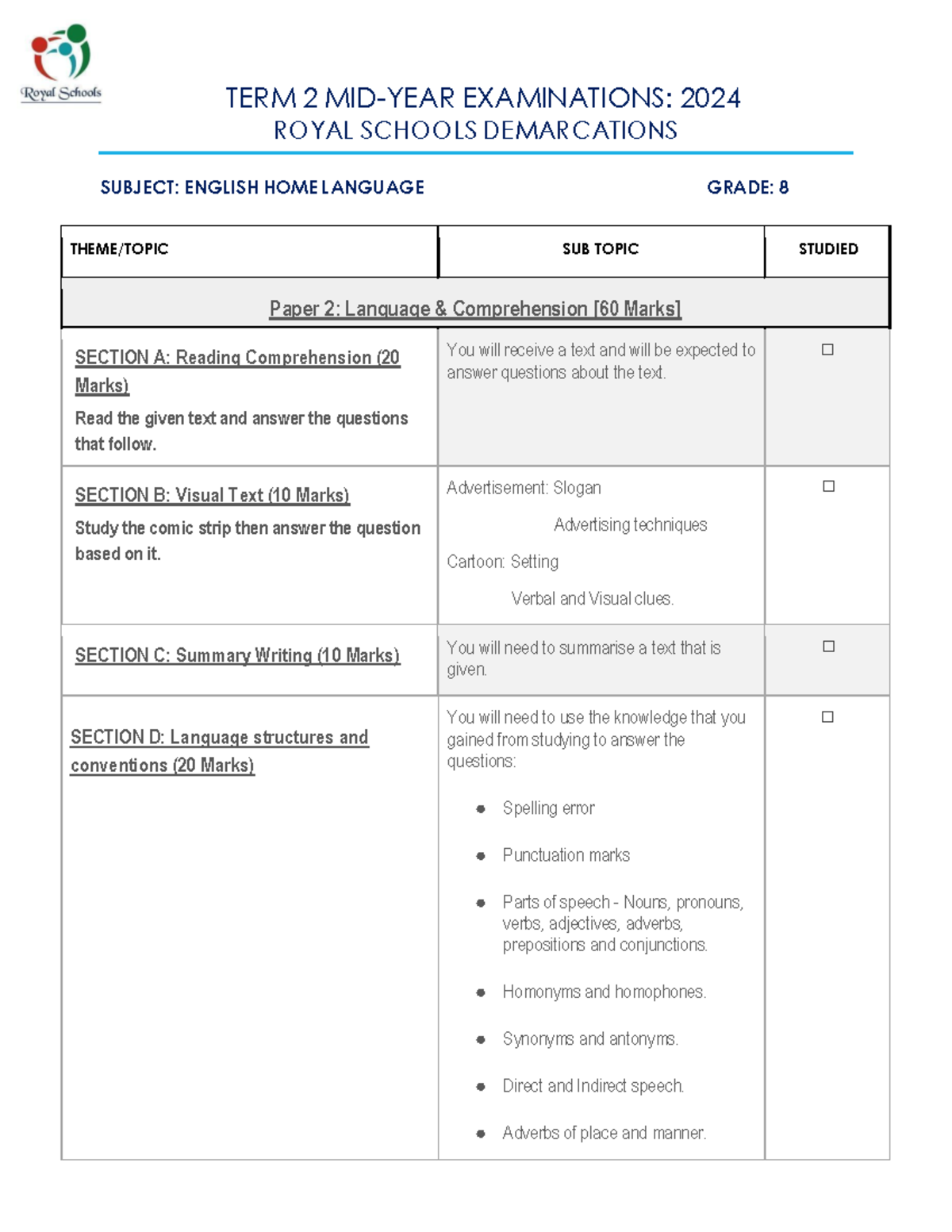 2024 Mid-Year Examinations Grade Demarcations - TERM 2 MID-YEAR ...