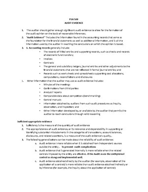 Review Notes on PSA 1 - AUDITING THEORY CPA REVIEW PSA 300 PLANNING AN ...