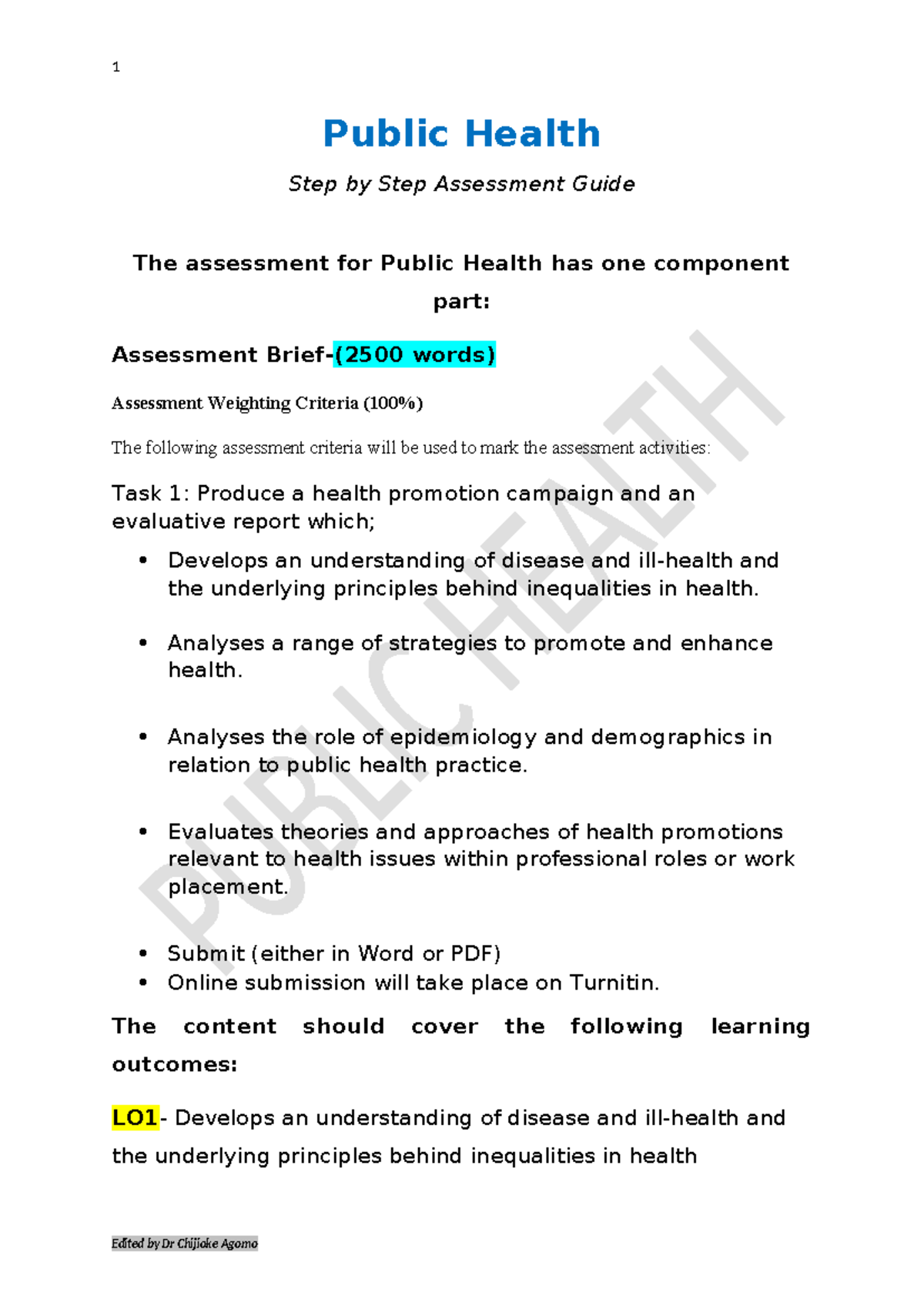 Public Health- Assignment STEP by STEP Guide OK (1) - Public Health ...