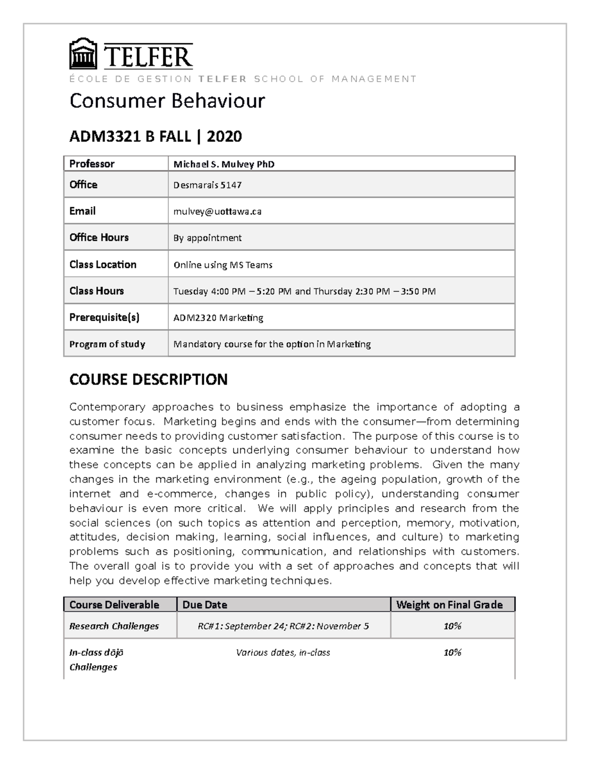 00 Syllabus ADM3321 B 2020 - É C O L E D E G E S T I O N T E L F E R S C H O O L O F M A N A G E ...